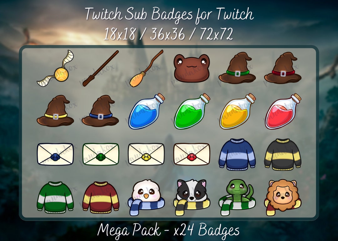 Magic Houses Badges Pack for Twitch, Twitch Sub Badges, Magic Stream ...