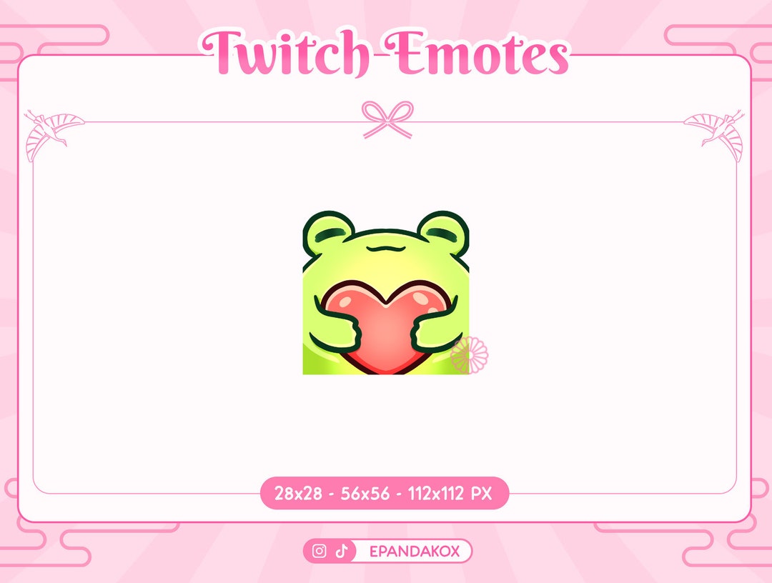 Frog Love Emote for Twitch, Frog Heart Emotes, Love Emotes, Kawaii Frog ...