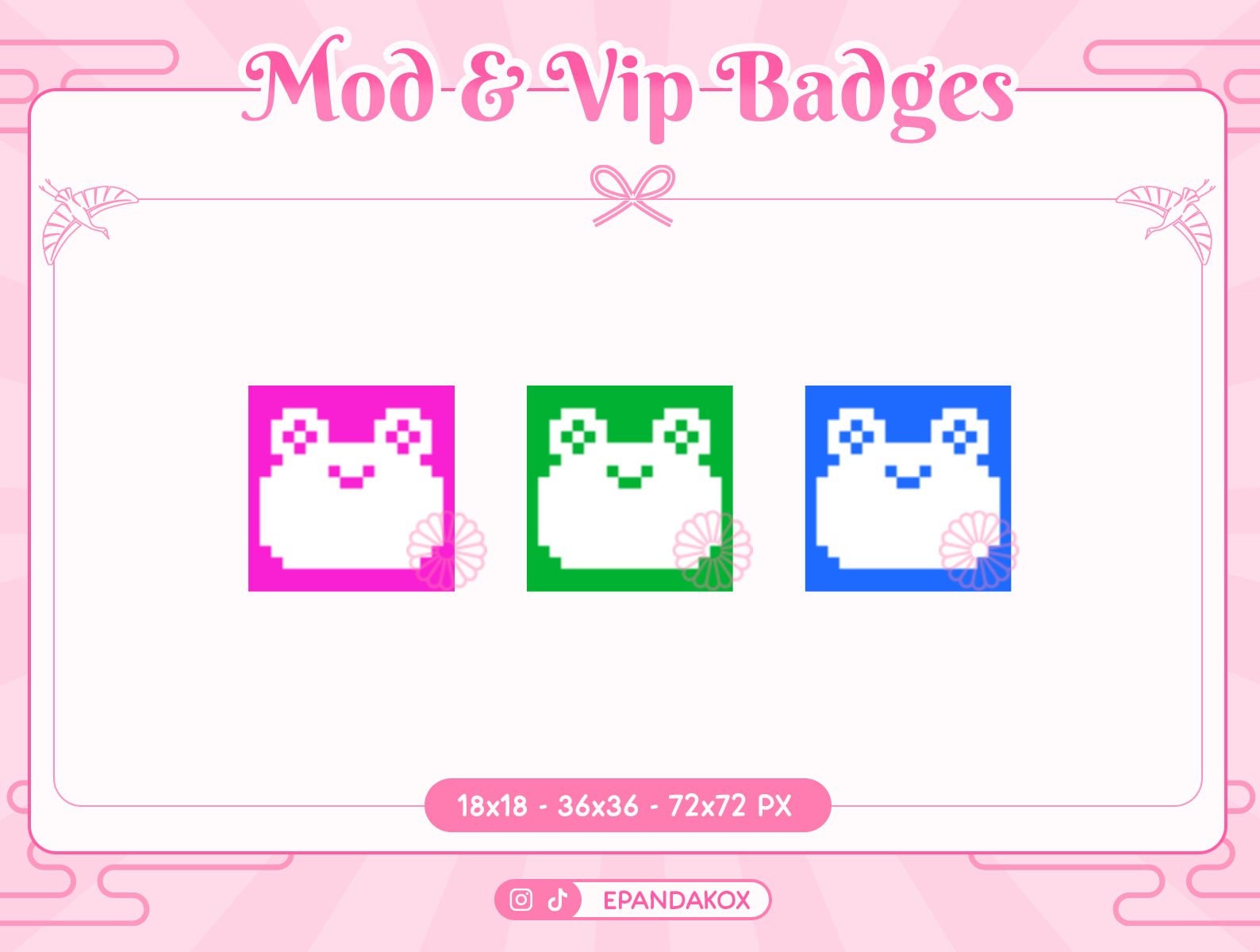 Frog Mod and Vip Sub Badges, Twitch VIP Badges, Twitch Animal Badges ...