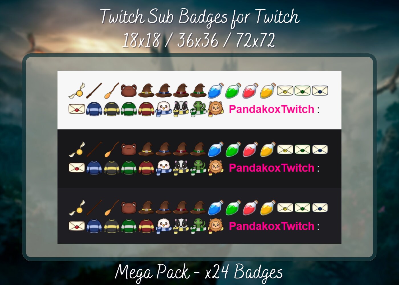 Magic Houses Badges Pack for Twitch, Twitch Sub Badges, Magic Stream ...