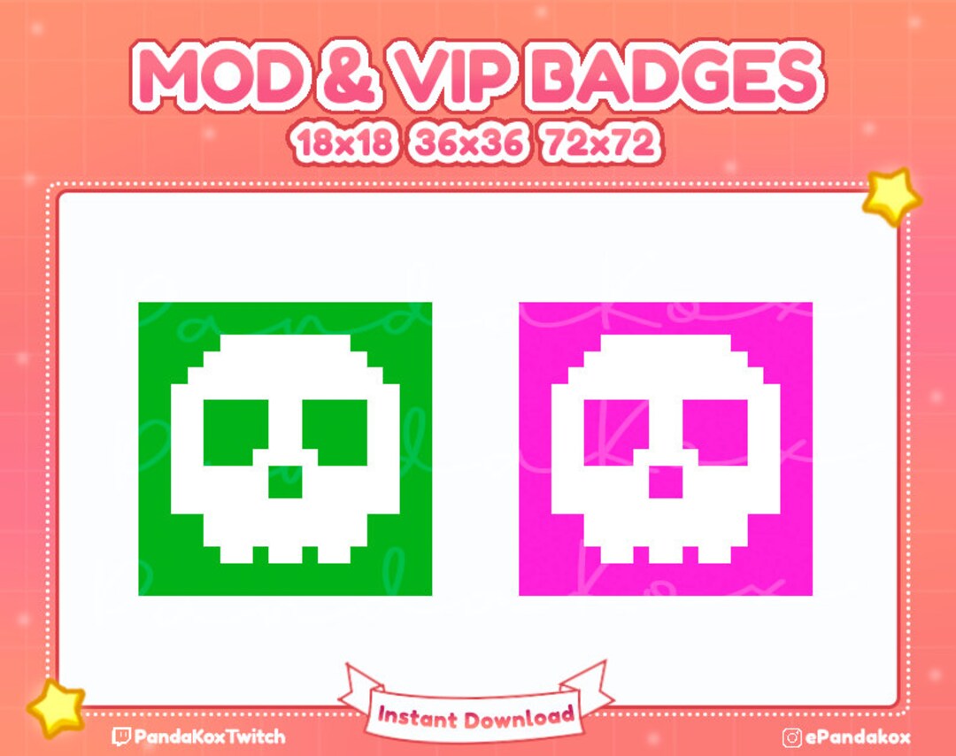 Twitch Moderator Skull Badge Twitch VIP Badges Twitch Animal - Etsy Canada