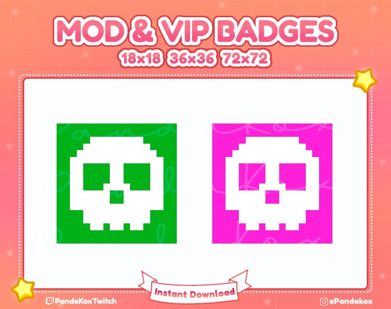 Twitch Moderator Skull Badge Twitch VIP Badges Twitch Animal - Etsy Canada