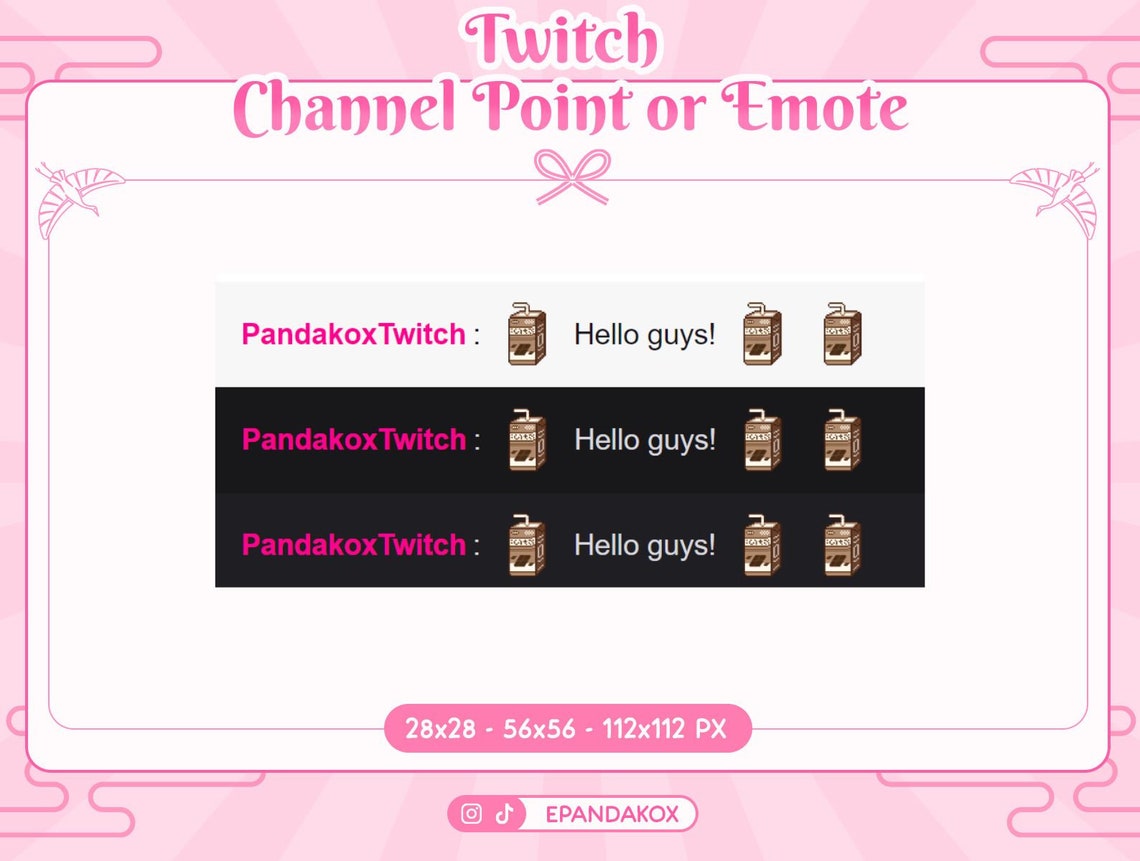 Chocolate Milkshake Channel Points for Twitch, Strawberry Milk Emote, 8 ...
