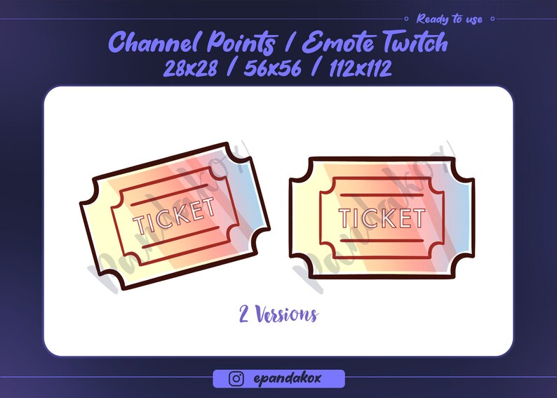 Ticket Channel Points for Twitch Ticket Emotes Movie Ticket - Etsy