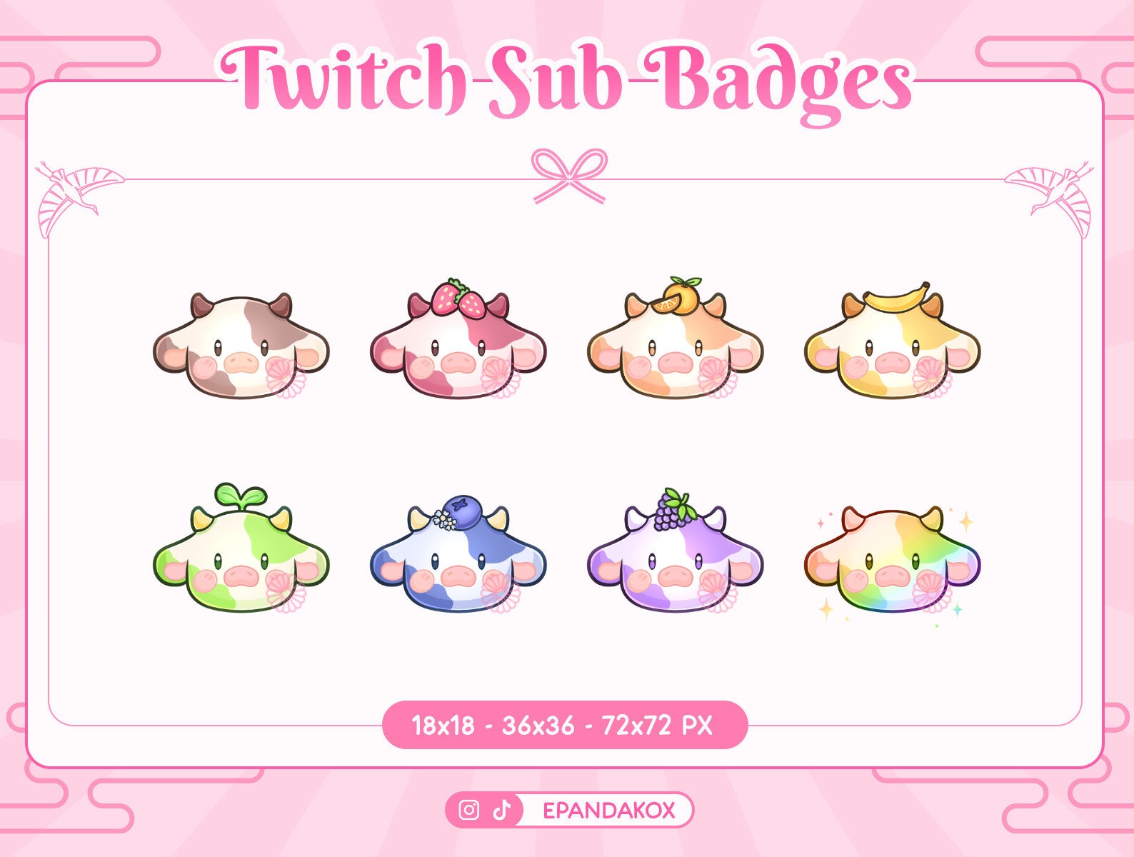 Cute Cow Sub Badges Twitch, Farm Sub Badges, Twitch Cute Badges, Stream ...