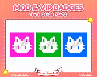 Mod Badge & VIP Badge Cat Kitty Badges for Your Twitch - Etsy