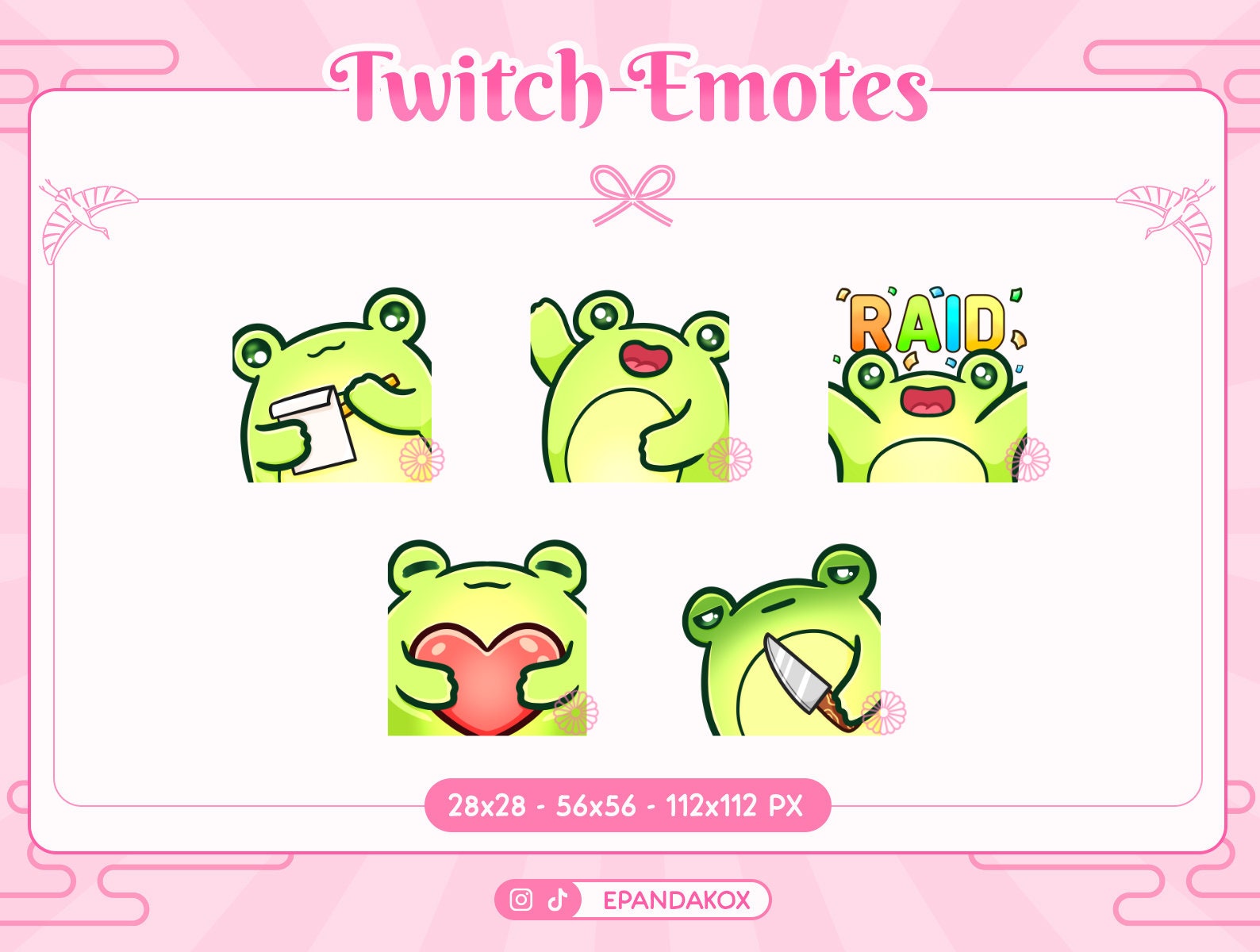 Pack Frog Emotes Twitch, Frog Emote Bundle, Expression Frog Emotes ...