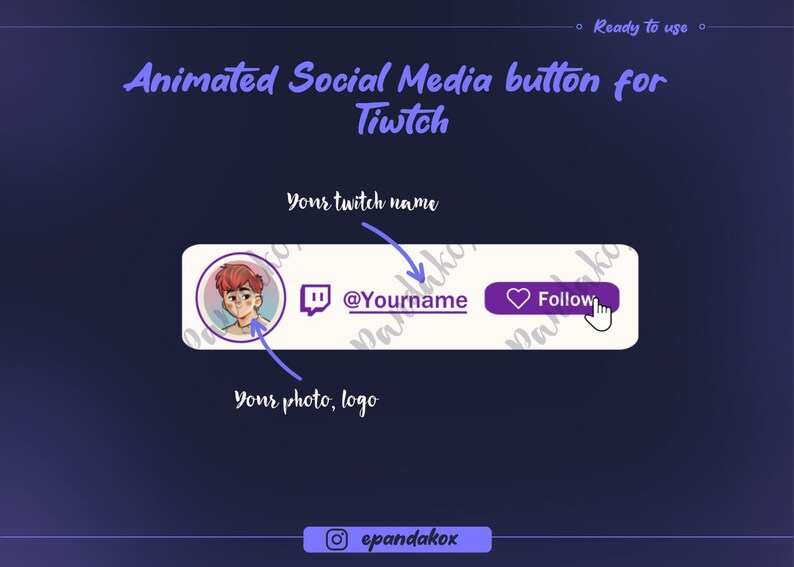 Animated Follow Button for Twitch Animated Twitch Decoration - Etsy
