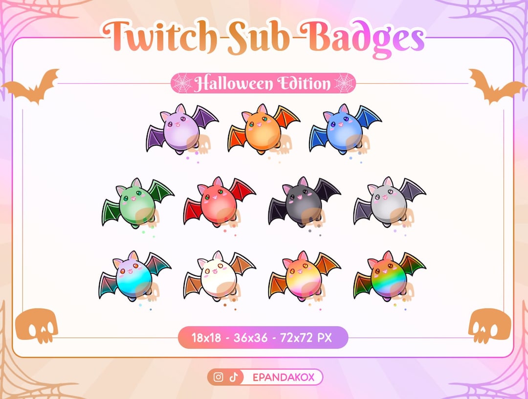Halloween Bat Sub Badges for Twitch, Bat Badges for Twitch, Halloween ...