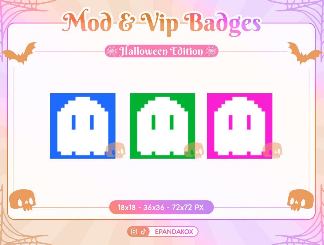 Ghost Mod and VIP Sub Badge for Twitch, Twitch VIP Badges, Twitch ...