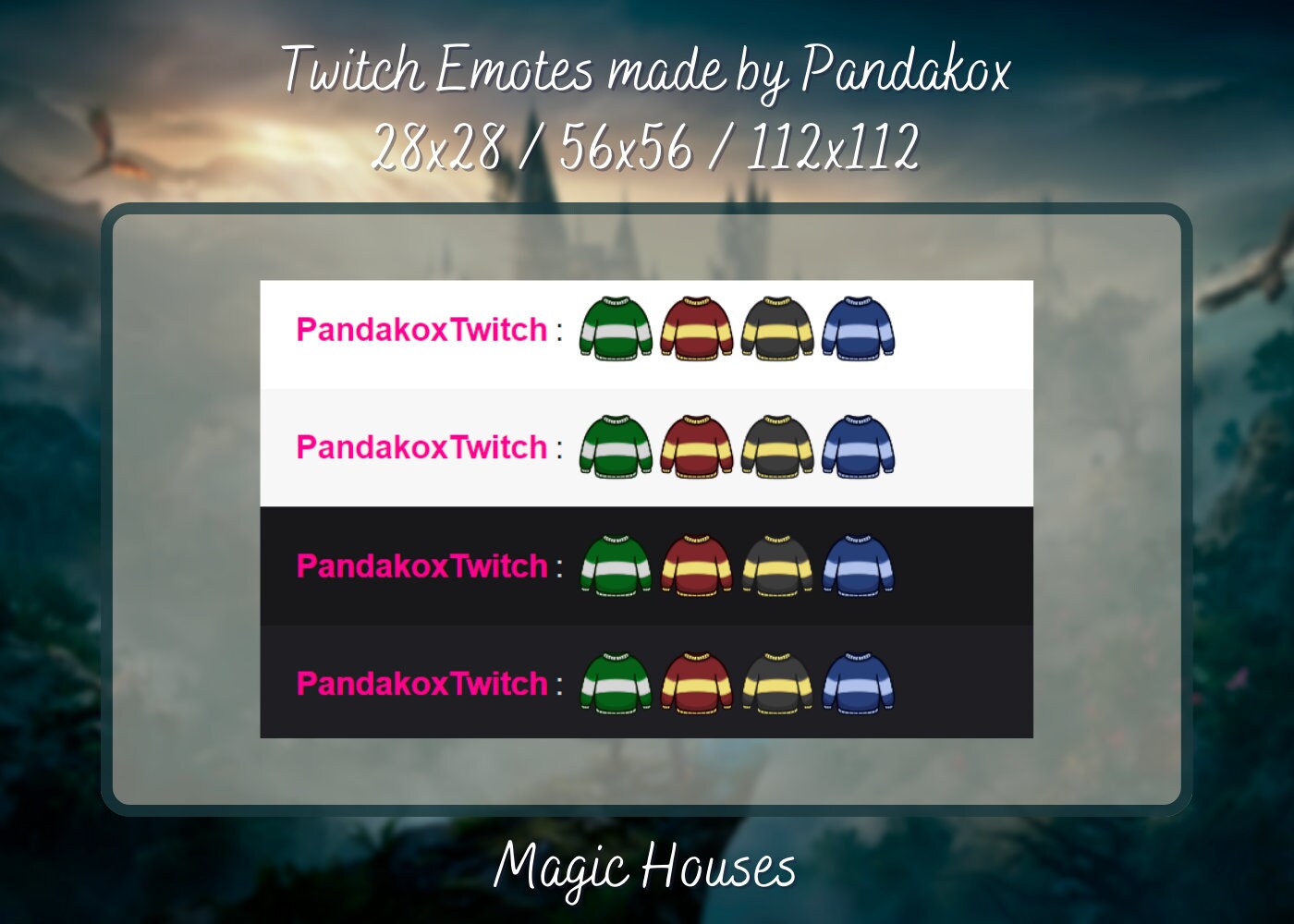 Magic Houses Emote Pack for Twitch, Twitch Emotes, Magic Stream ...