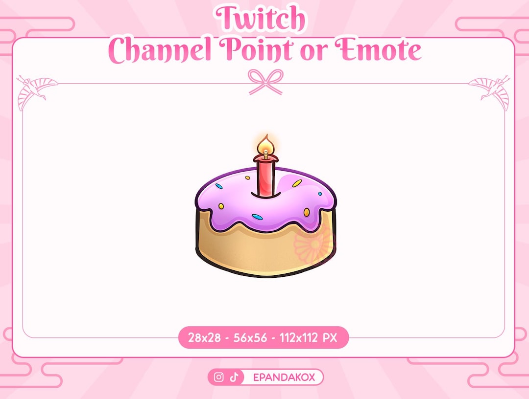 Birthday Cake Emote for Twitch, Kawaii Cake Emote for Stream, Cake ...
