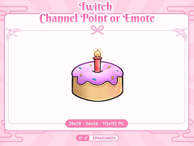 Birthday Cake Emote for Twitch, Kawaii Cake Emote for Stream, Cake ...