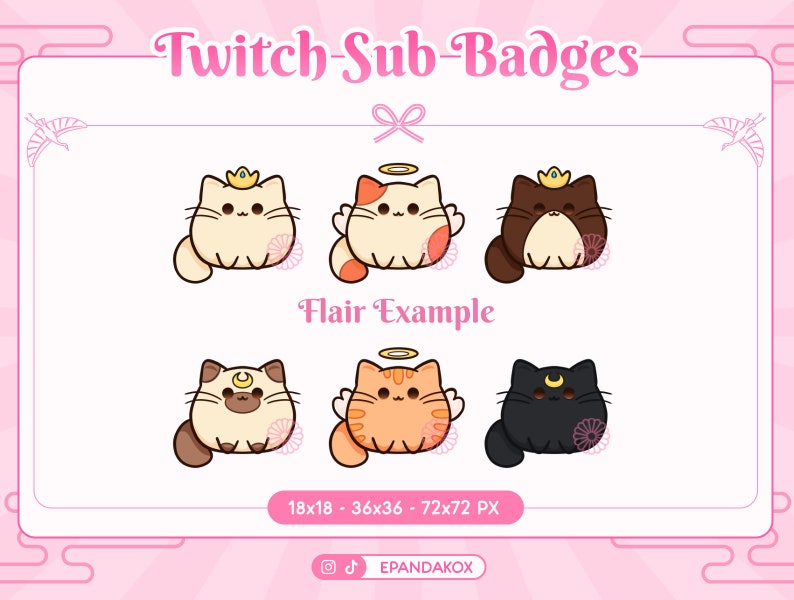 Kitten Sub Badges With Sub Badge Flair for Twitch/youtube/discord, Bit ...