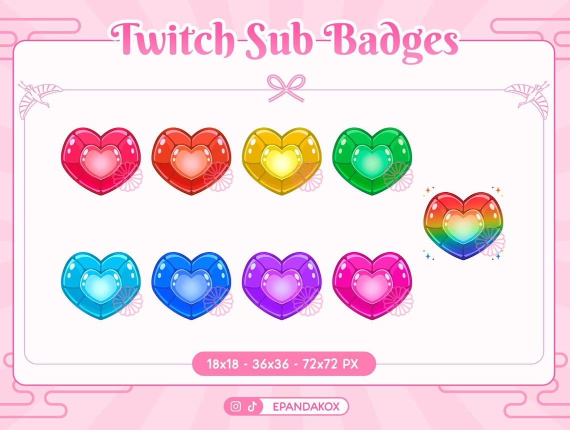 Heart Badges for Twitch, Bit Badges, Twitch Sub Badges, Stream ...