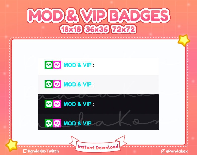 Twitch Moderator Skull Badge Twitch VIP Badges Twitch Animal - Etsy Canada