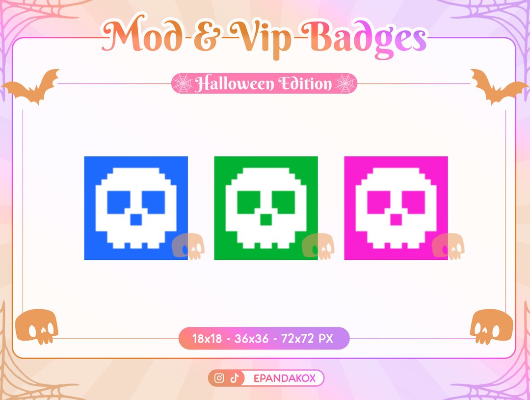 Skull Mod and VIP Sub Badge for Twitch, Twitch VIP Badges, Twitch ...
