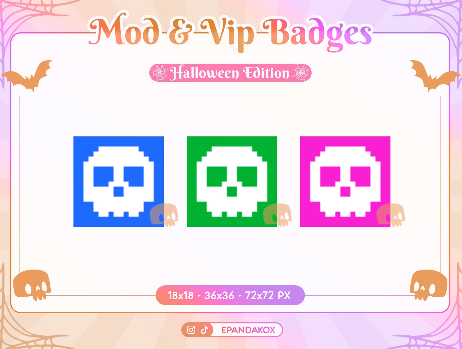 Skull Mod and VIP Sub Badge for Twitch Twitch VIP Badges - Etsy