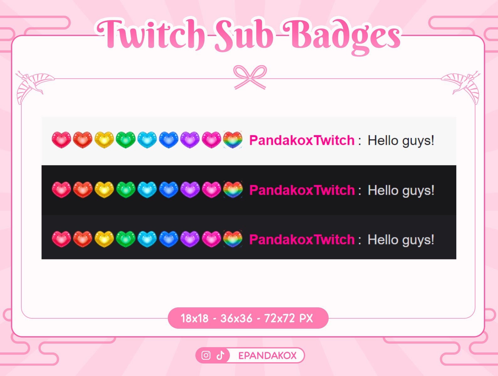 Heart Badges for Twitch, Bit Badges, Twitch Sub Badges, Stream ...