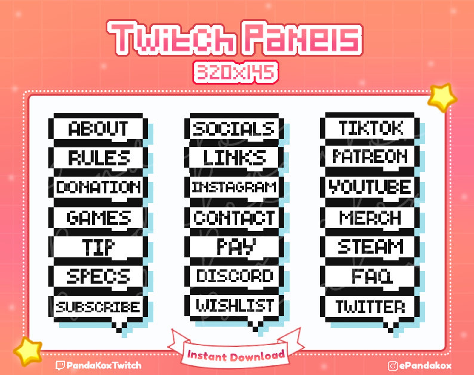 Retro Information Panels, 8 Bit Panels, Twitch Pixel Panels, Twitch ...