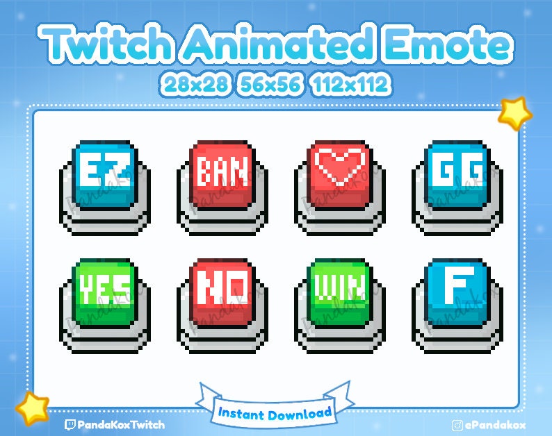 Animated Pixel Button Emotes for Twitch Animated Key Emotes - Etsy