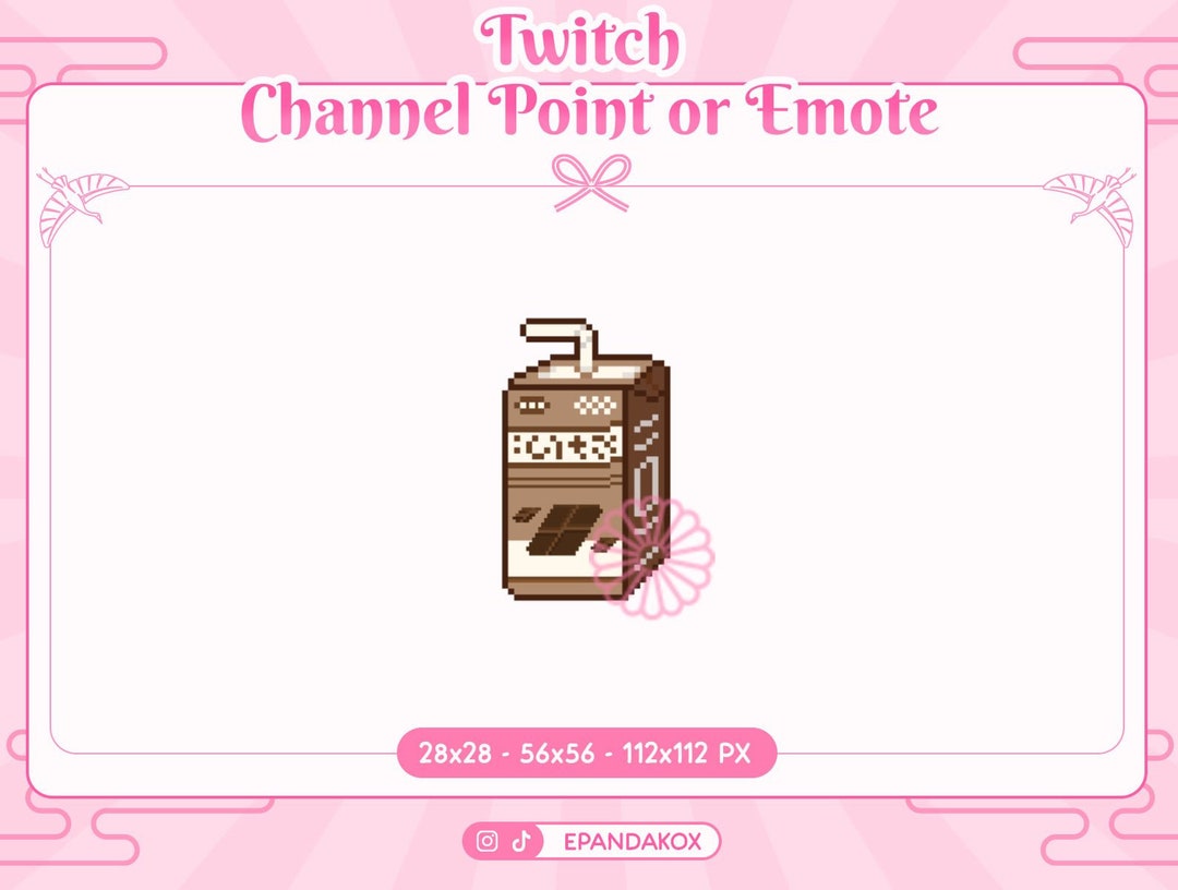 Chocolate Milkshake Channel Points for Twitch, Strawberry Milk Emote, 8 ...