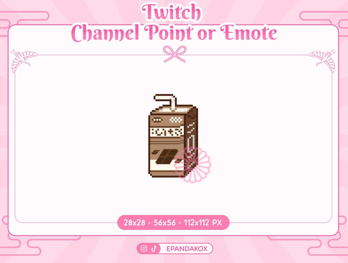 Chocolate Milkshake Channel Points for Twitch, Strawberry Milk Emote, 8 ...