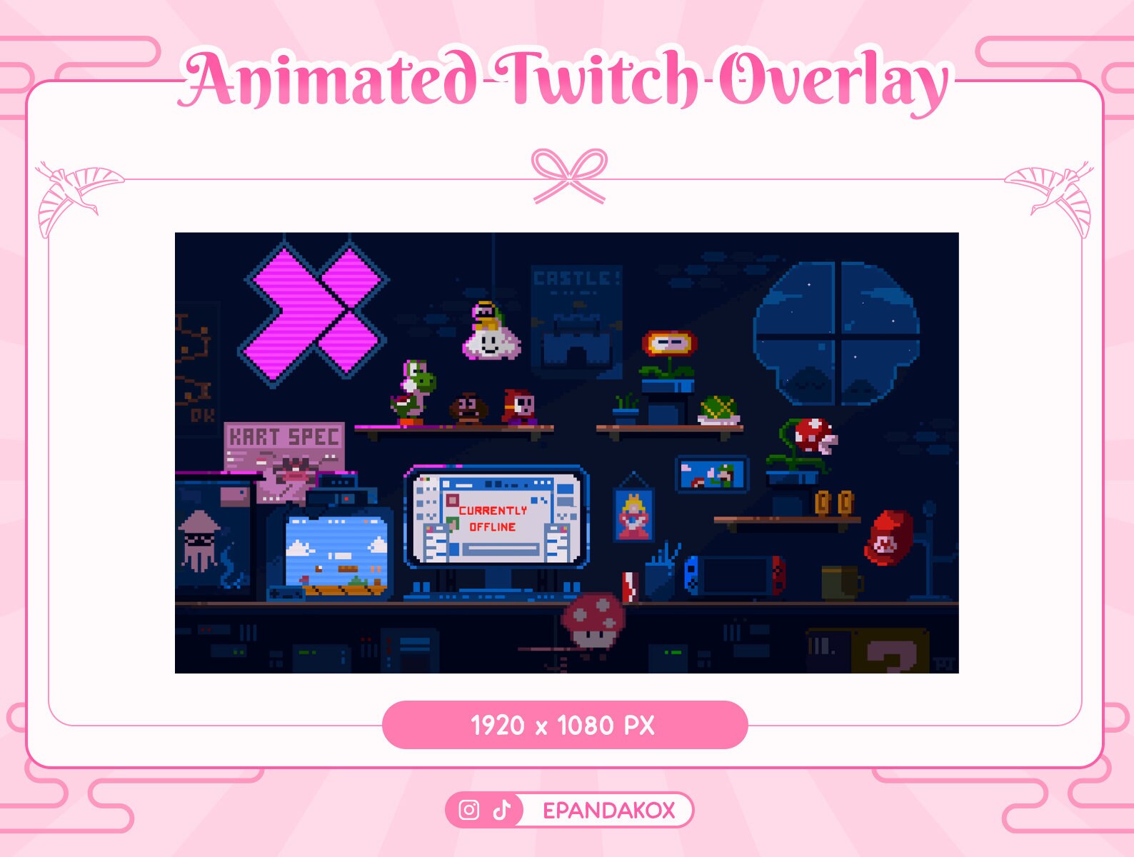 Animated Mario Bros Scenes for Twitch, Animated Twitch Overlays, Pixel ...