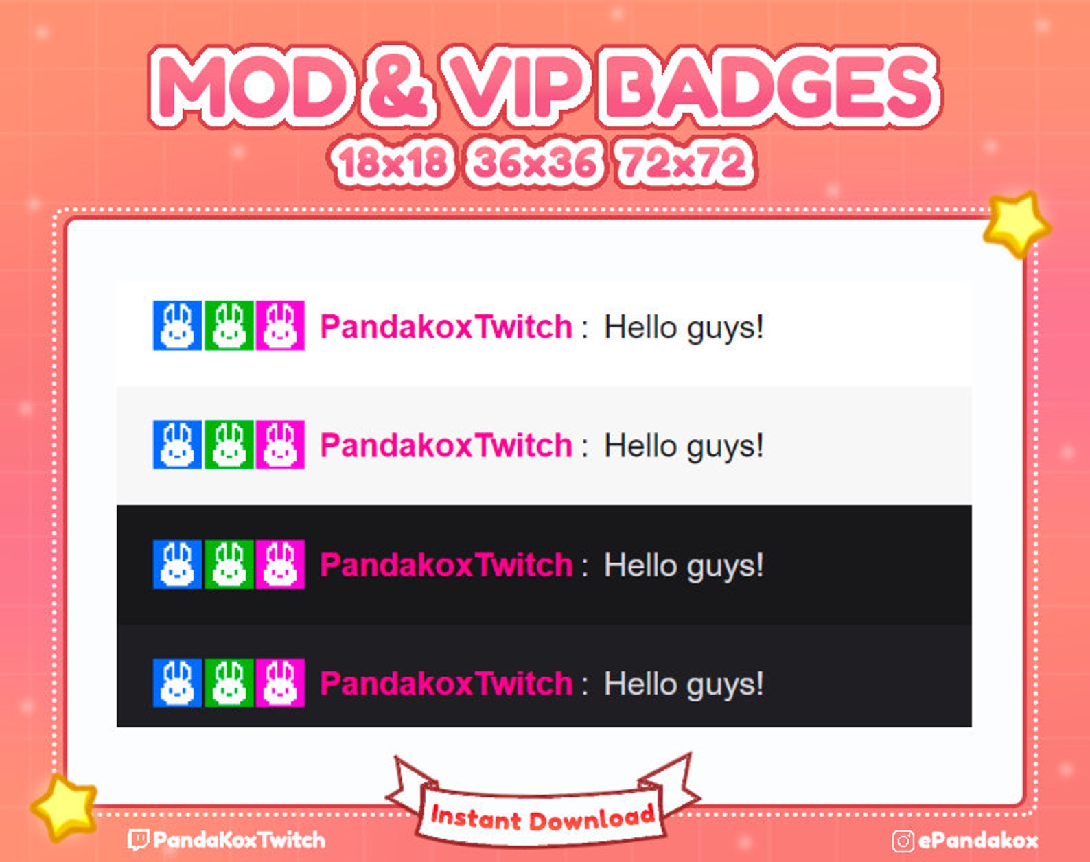 Twitch Moderator Bunny Badge Twitch VIP Badges Twitch Animal - Etsy