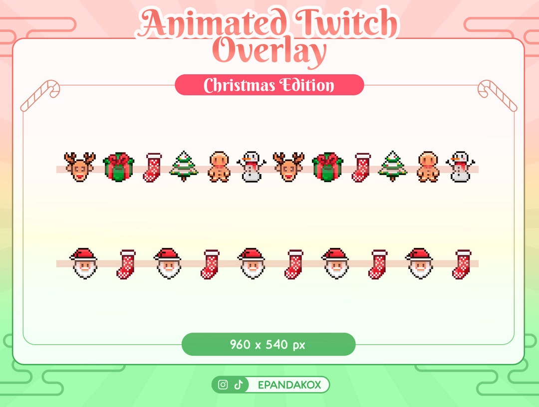 Christmas Animated Overlay Border, Streaming Overlay, Pixel Animated ...