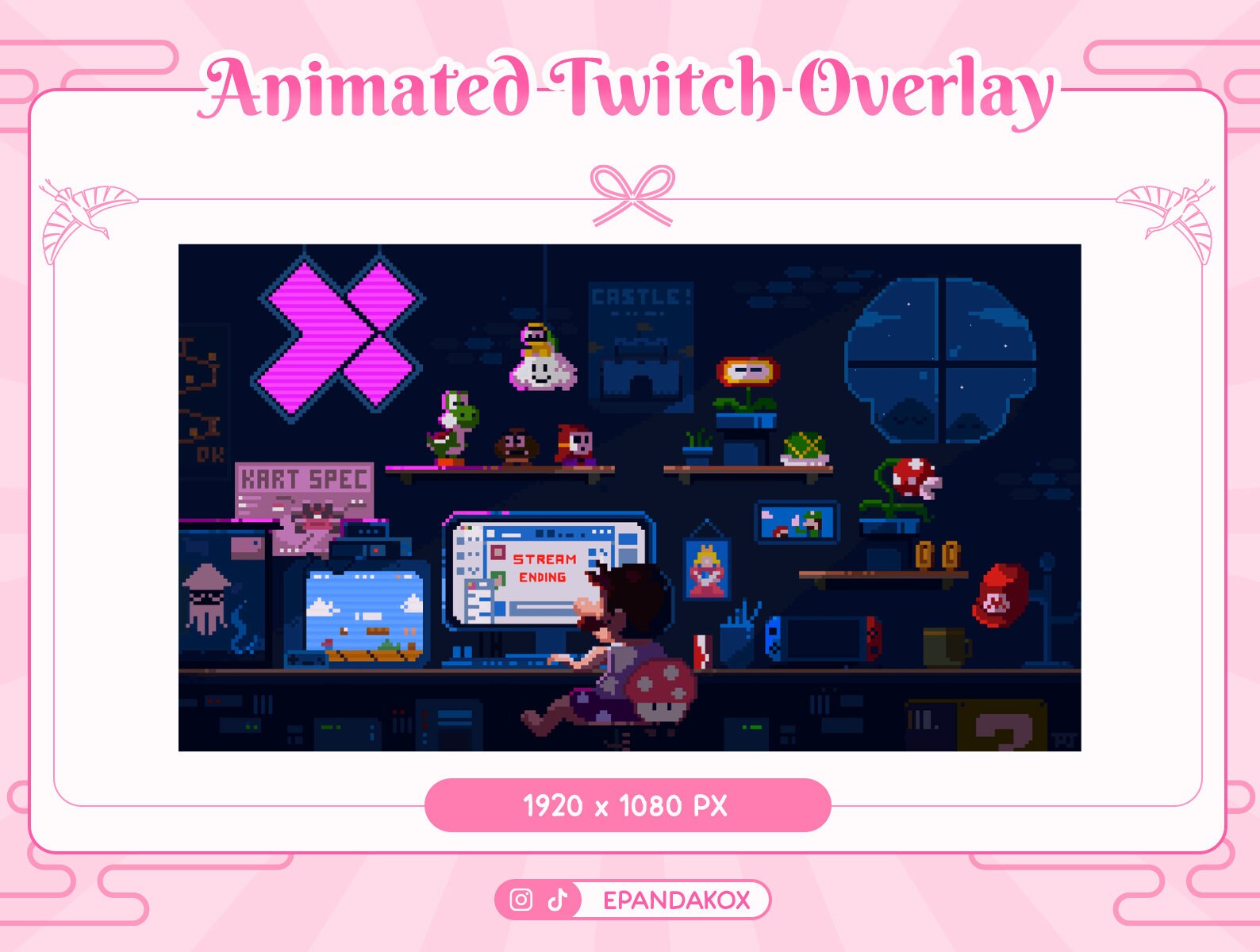 Animated Mario Bros Scenes for Twitch, Animated Twitch Overlays, Pixel ...