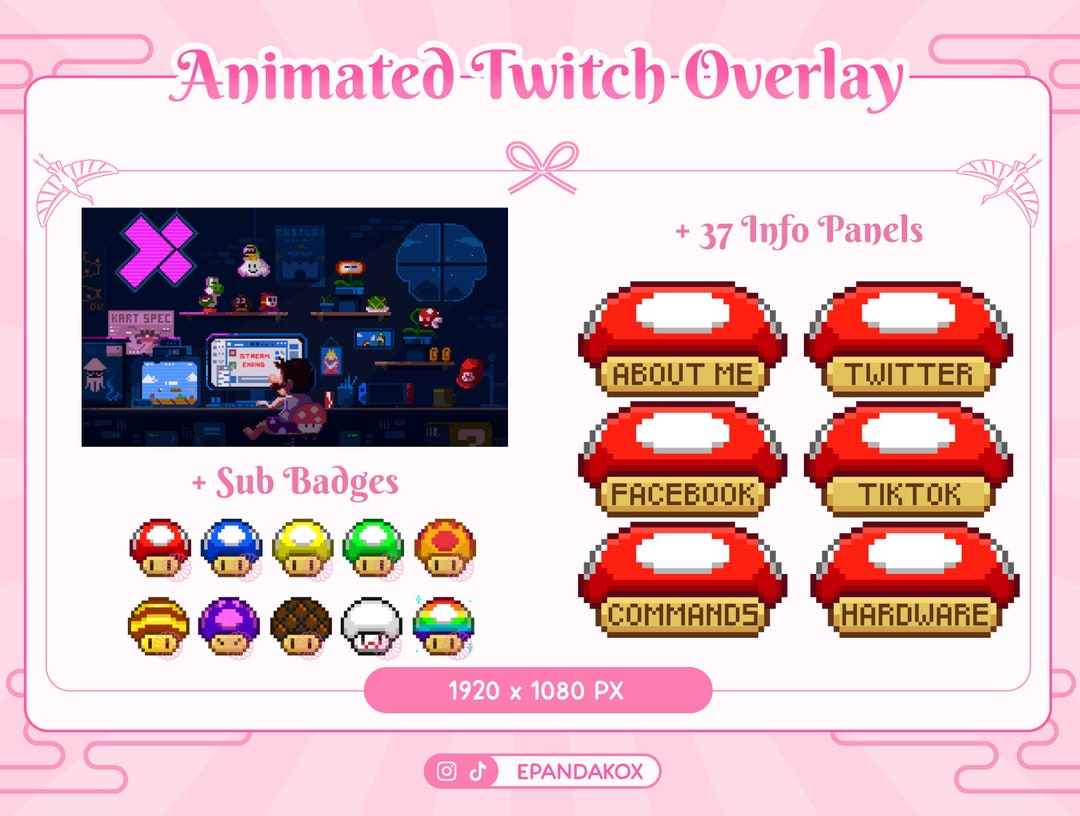 Animated Mario Bros Scenes Pack Twitch, Animated Twitch Overlay Pack ...