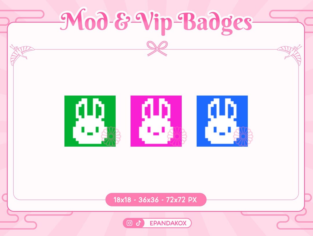 Bunny Mod and Vip Sub Badges, Twitch VIP Badges, Twitch Animal Badges ...