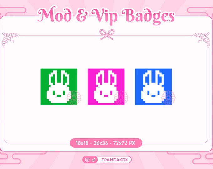 Bunny Mod and Vip Sub Badges, Twitch VIP Badges, Twitch Animal Badges ...