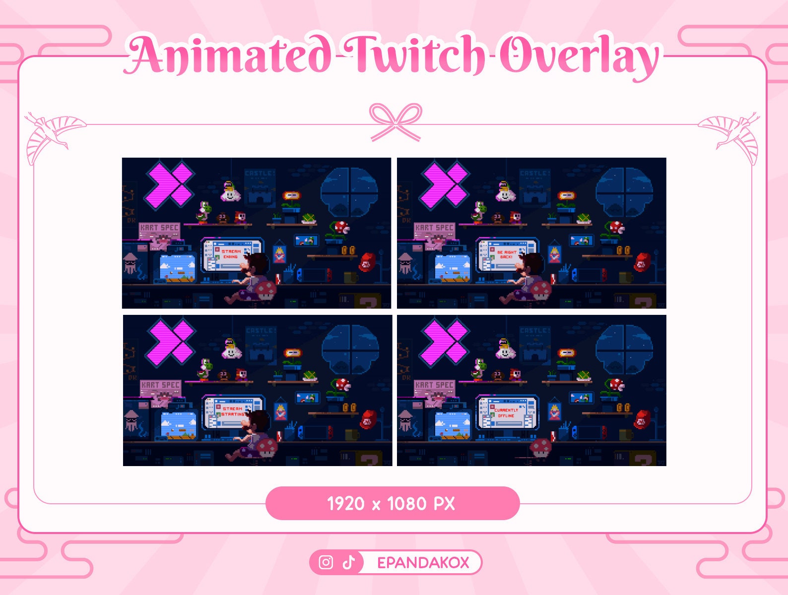 Animated Mario Bros Scenes for Twitch, Animated Twitch Overlays, Pixel ...