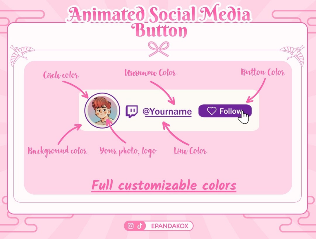 Animated Follow Button for Twitch, Animated Twitch Decoration, Animated ...