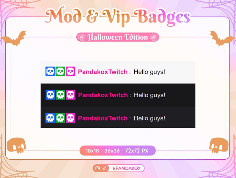 Skull Mod and VIP Sub Badge for Twitch, Twitch VIP Badges, Twitch ...