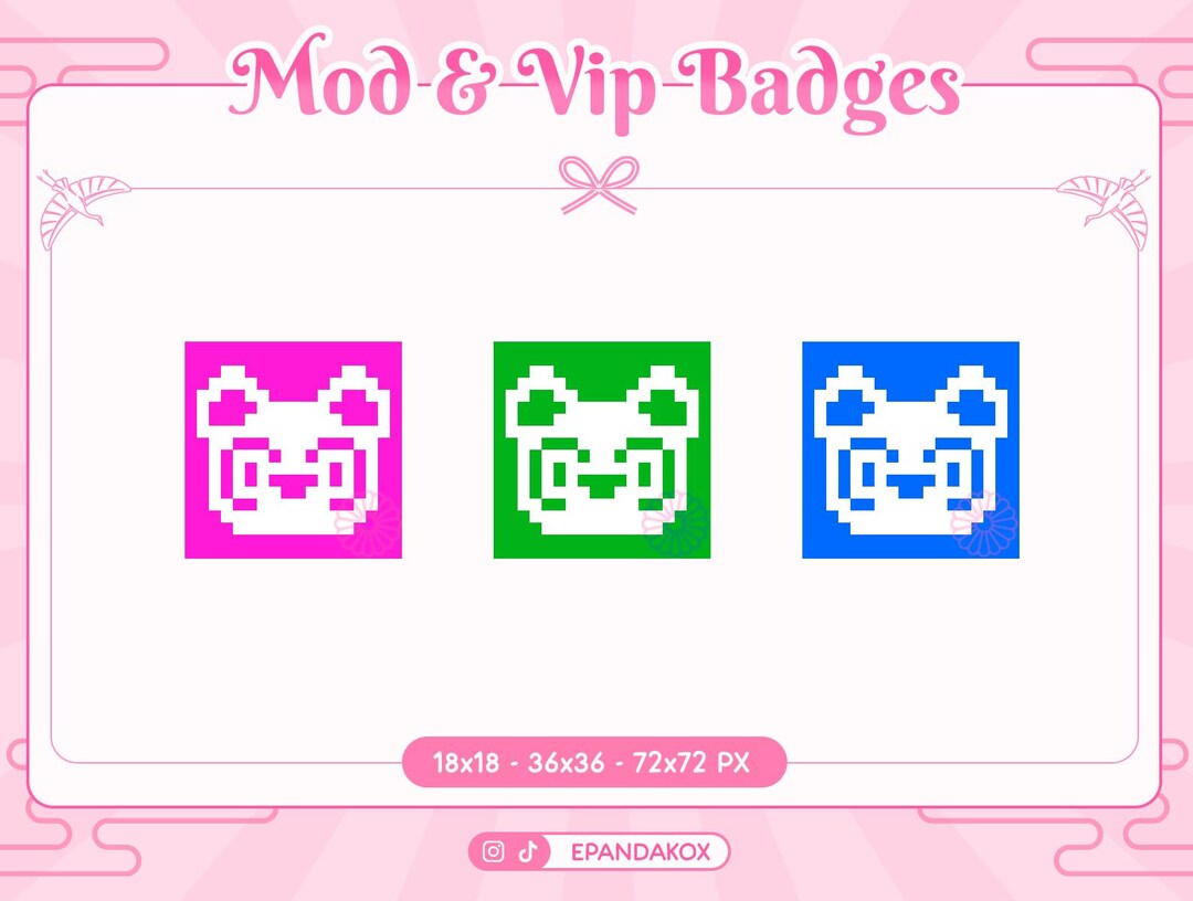 Panda Mod and Vip Sub Badges, Twitch VIP Badges, Twitch Animal Badges ...