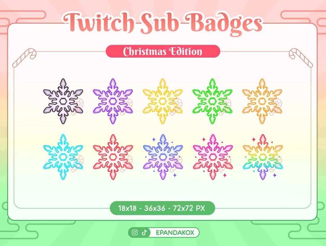 Christmas Snowflake Badges Twitch, Christmas Badges, Snow Badges, Stream Sub Badges, Winter ...