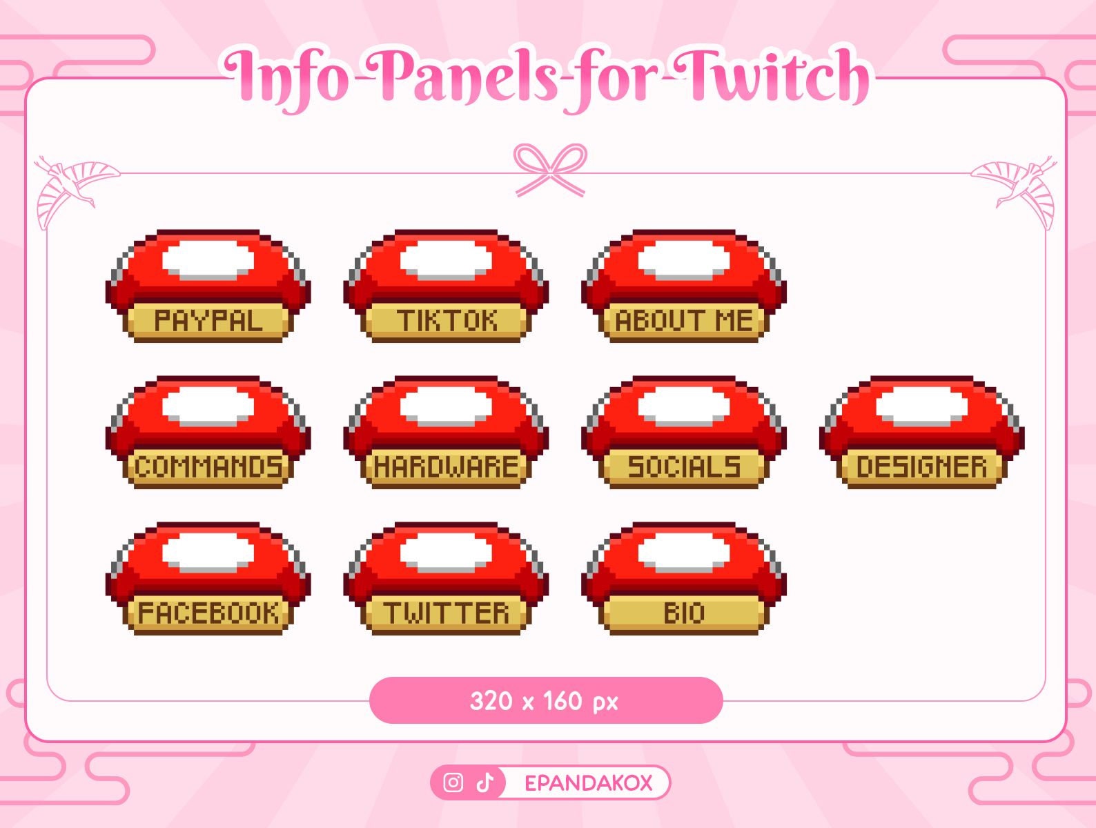 Mario Bros Retro Info Panels, Information Panels, Pixel Twitch Panels ...