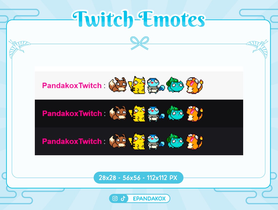 Pokemon Pixel Emotes for Twitch, Pokemon 8 Bit Emotes, Eevee Emotes ...
