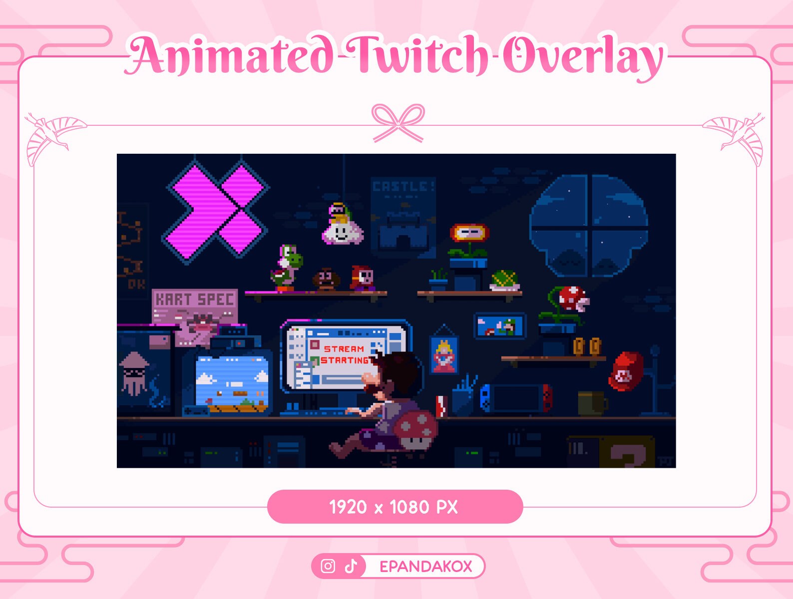 Animated Mario Bros Scenes Pack Twitch, Animated Twitch Overlay Pack ...