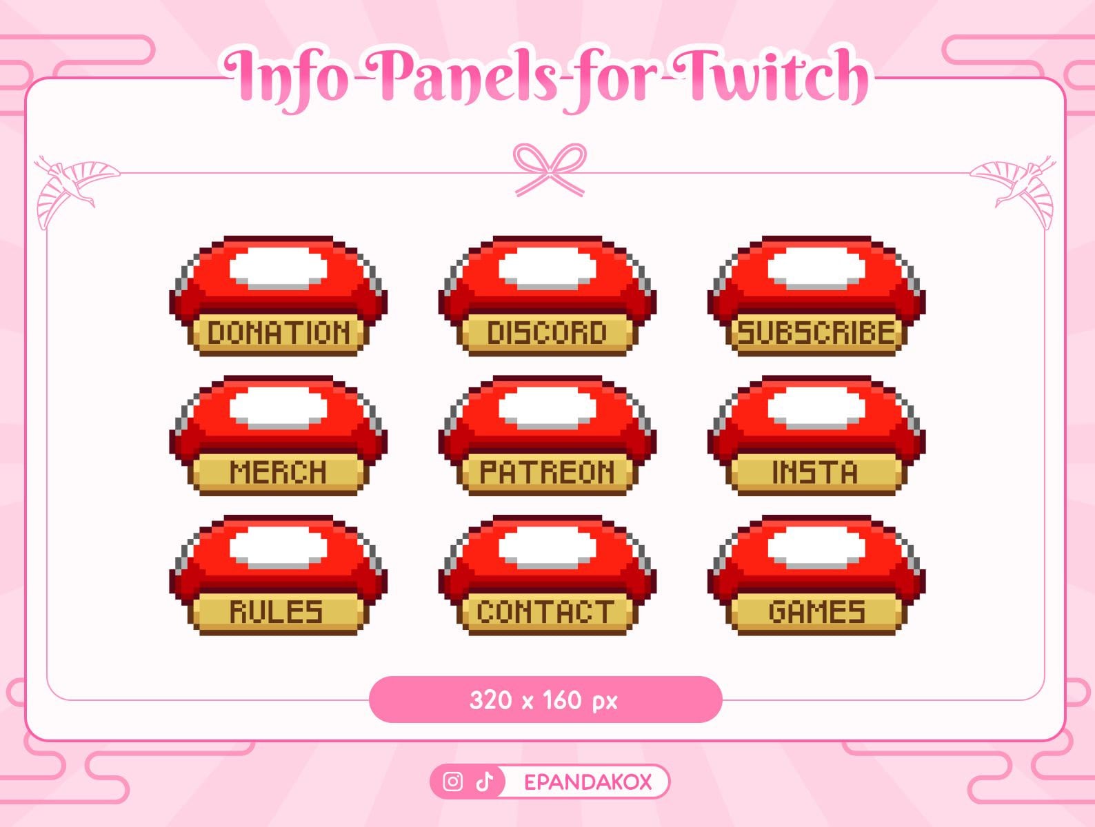 Mario Bros Retro Info Panels, Information Panels, Pixel Twitch Panels ...
