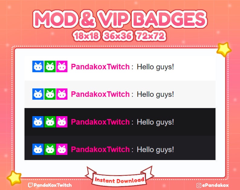 Twitch Moderator Cat Badge Twitch VIP Badges Twitch Animal - Etsy Australia