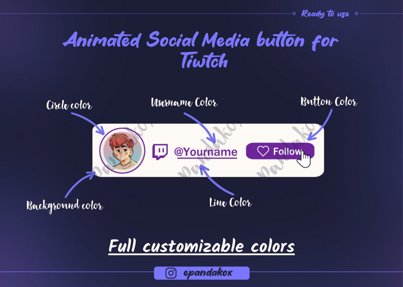 Animated Follow Button for Twitch Animated Twitch Decoration - Etsy