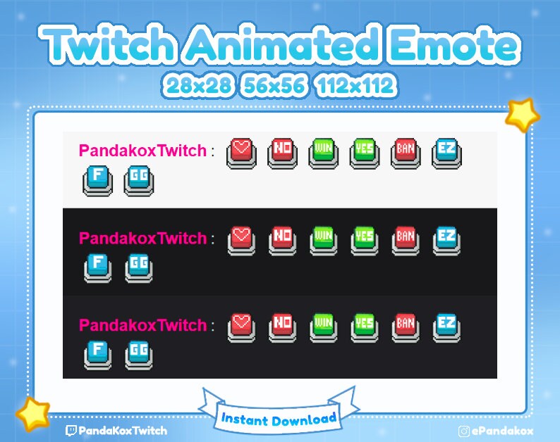 Animated Pixel Button Emotes for Twitch Animated Key Emotes - Etsy