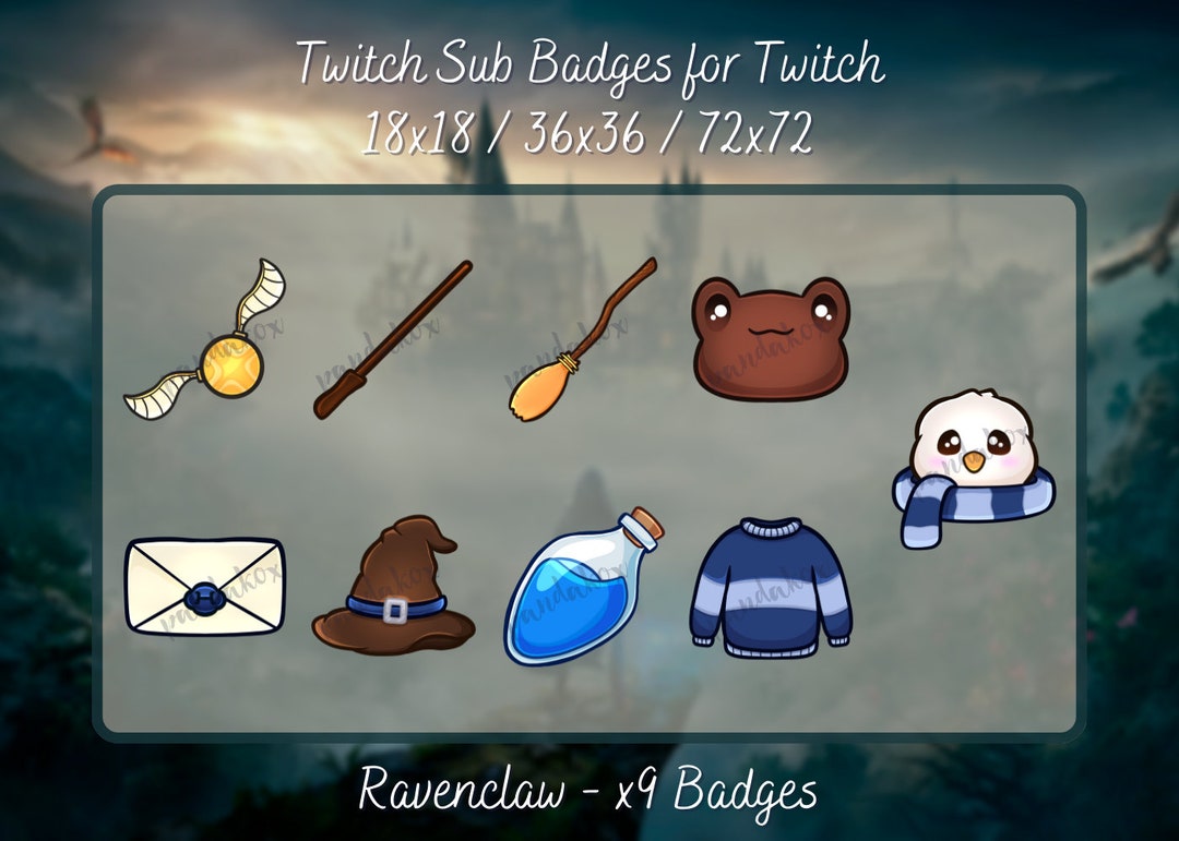 Magic Houses Badges Pack for Twitch, Ravenclaw Twitch Sub Badges, Magic ...