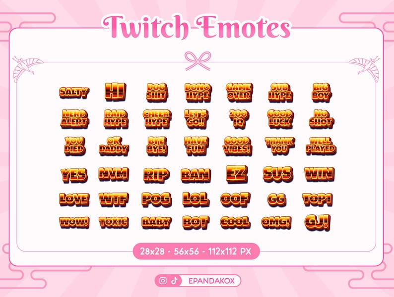 Text Emote Pack for Twitch, Text Emote Bundle Twitch, Quotes Emote Pack ...
