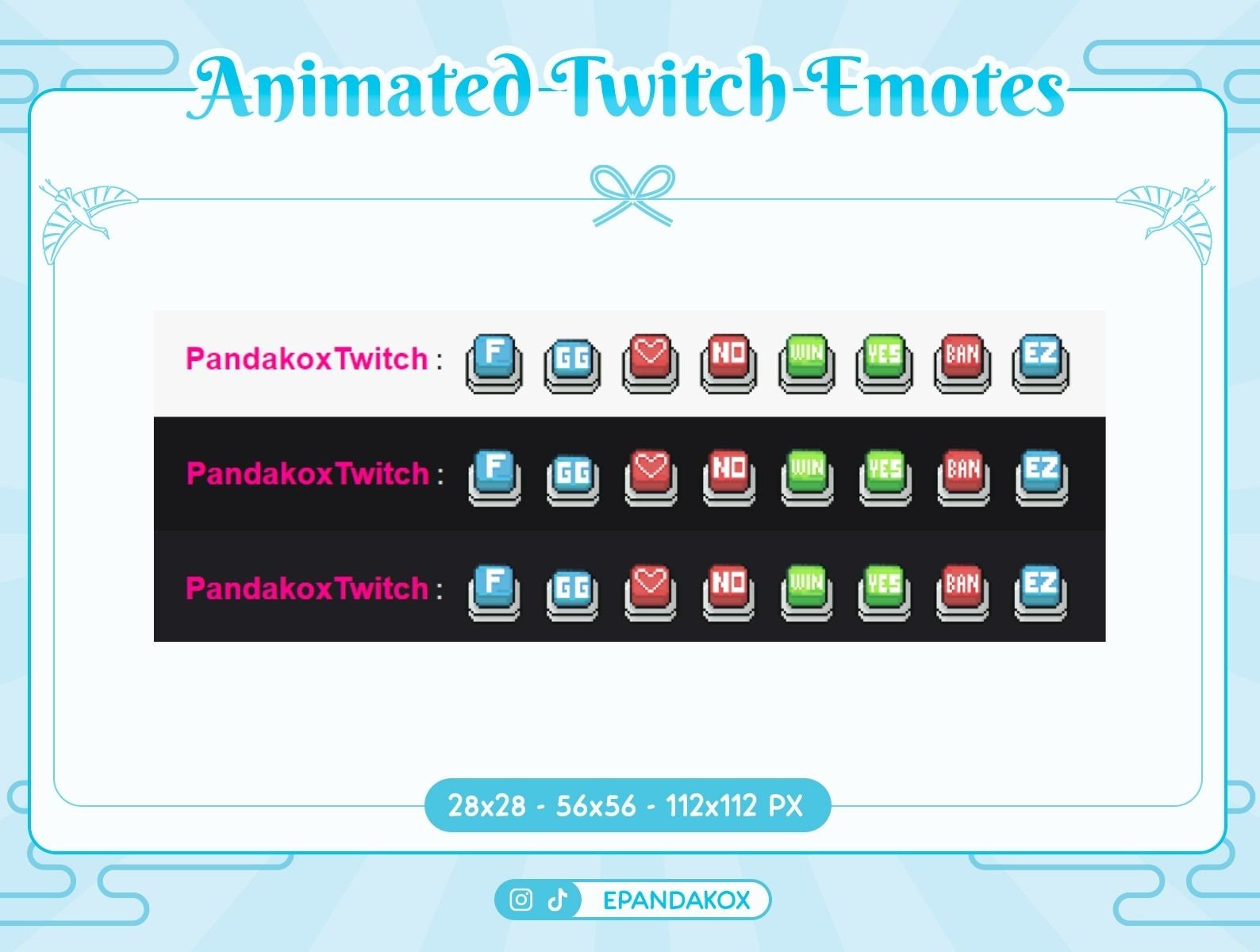 Animated Pixel Button Emotes for Twitch, Animated Key Emotes, Pixel ...