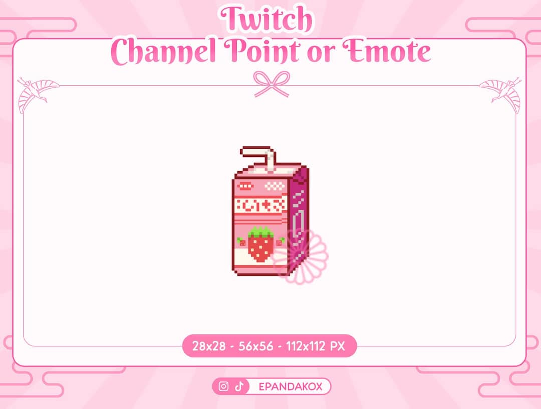 Strawberry Milkshake Channel Points for Twitch, Strawberry Milk Emote ...